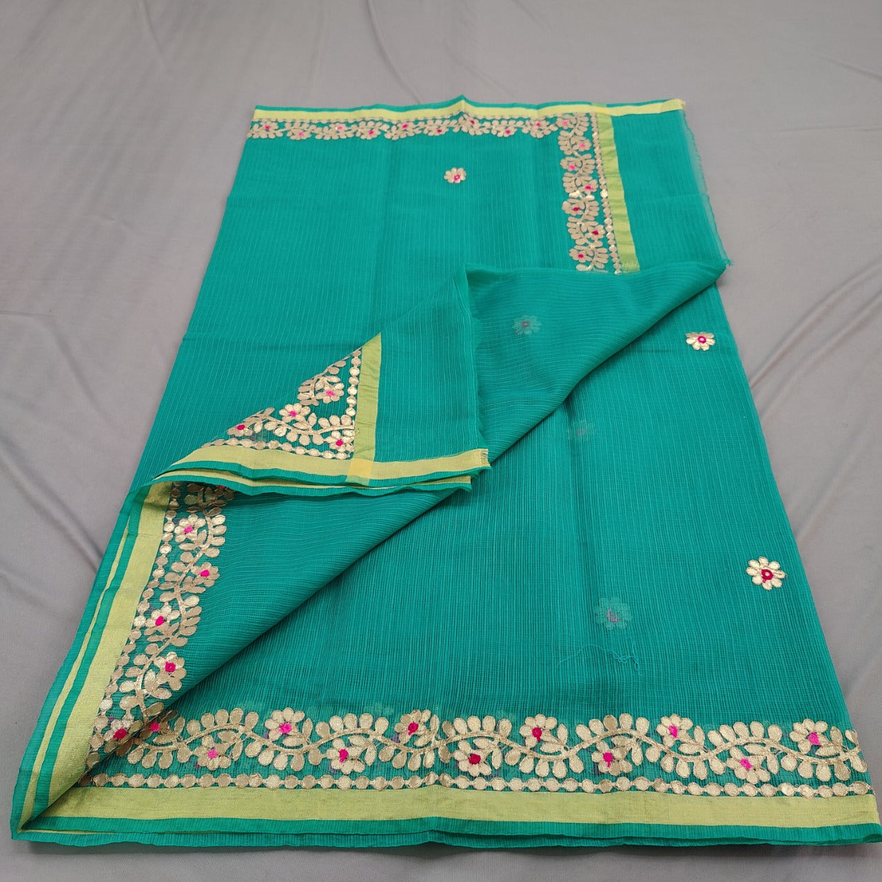 Sea Green Gota Patti Saree – Kotadoriaworld